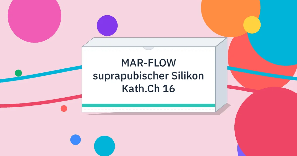 Symbolbild: Packung mit der Aufschrift MAR-FLOW suprapubischer Silikon Kath.Ch 16 (PZN 03687842) – Verfügbarkeit und Bezug in Apotheken in Frankfurt am Main