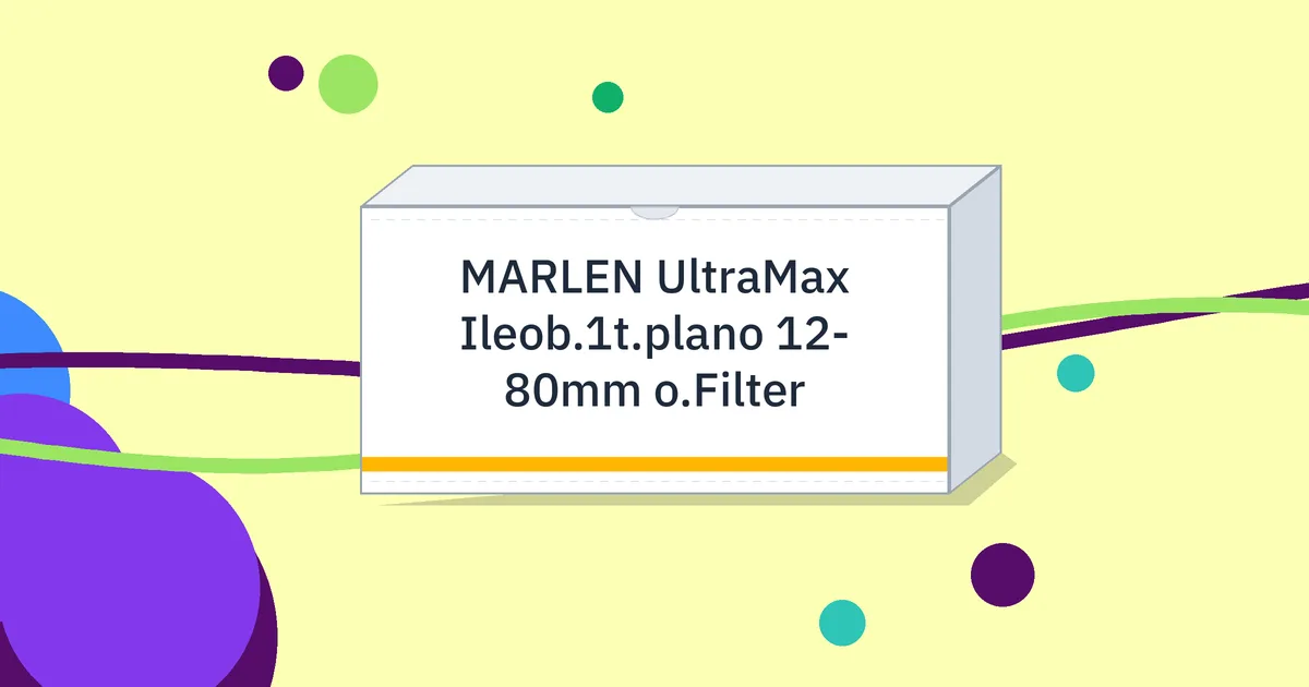 Symbolbild: Packung mit der Aufschrift MARLEN UltraMax Ileob.1t.plano 12-80mm o.Filter (PZN 14407751) – Verfügbarkeit und Bezug in Apotheken in Frankfurt am Main
