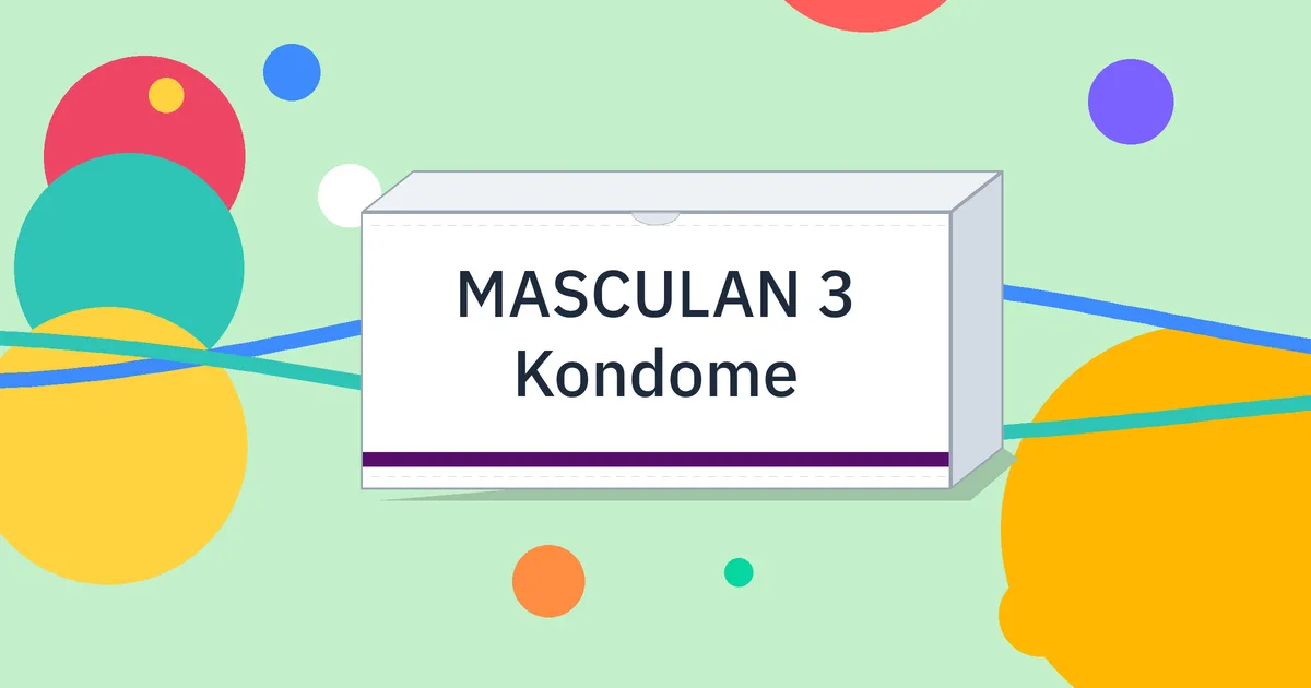 Symbolbild: Packung mit der Aufschrift MASCULAN 3 Kondome (PZN 06087597) – Verfügbarkeit und Bezug in Apotheken in Frankfurt am Main