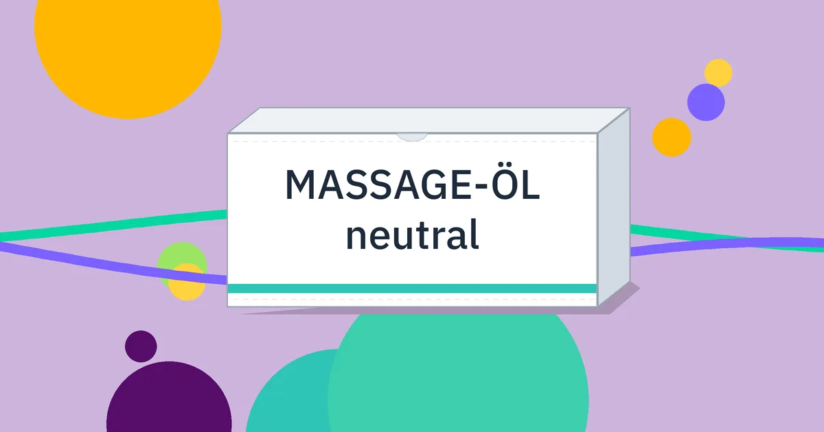 Symbolbild: Packung mit der Aufschrift MASSAGE-ÖL neutral (PZN 10144332) – Verfügbarkeit und Bezug in Apotheken in Frankfurt am Main
