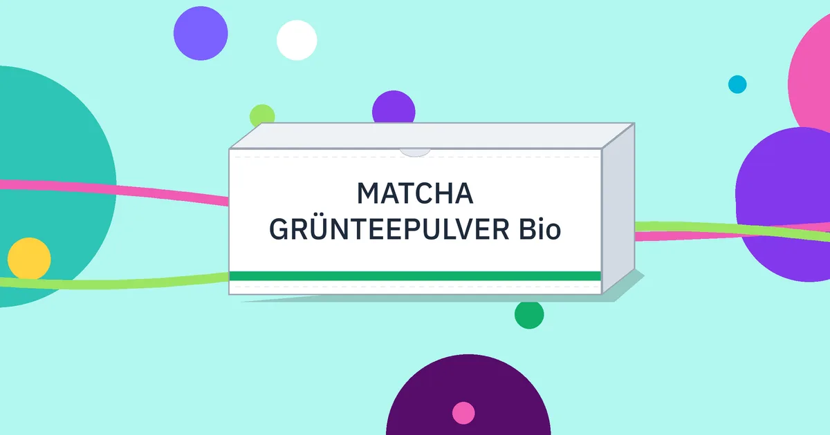 Symbolbild: Packung mit der Aufschrift MATCHA GRÜNTEEPULVER Bio (PZN 12649042) – Verfügbarkeit und Bezug in Apotheken in Frankfurt am Main