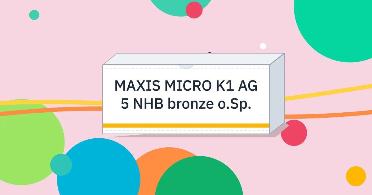 Symbolbild: Packung mit der Aufschrift MAXIS MICRO K1 AG 5 NHB bronze o.Sp. (PZN 17672666) – Verfügbarkeit und Bezug in Apotheken in Frankfurt am Main