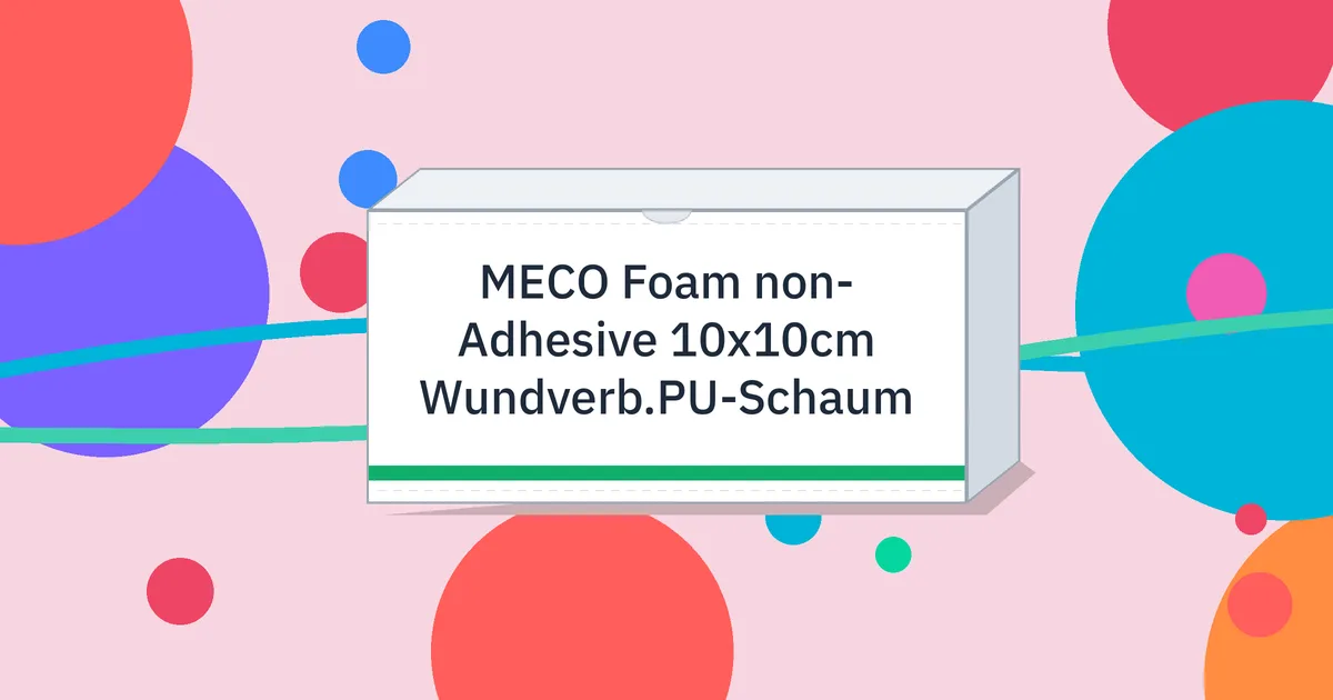 Symbolbild: Packung mit der Aufschrift MECO Foam non-Adhesive 10x10cm Wundverb.PU-Schaum (PZN 17836062) – Verfügbarkeit und Bezug in Apotheken in Frankfurt am Main