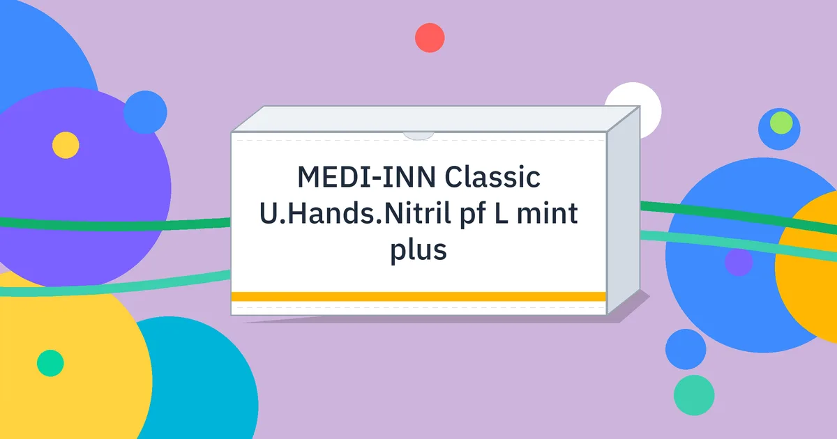 Symbolbild: Packung mit der Aufschrift MEDI-INN Classic U.Hands.Nitril pf L mint plus (PZN 18445613) – Verfügbarkeit und Bezug in Apotheken in Frankfurt am Main
