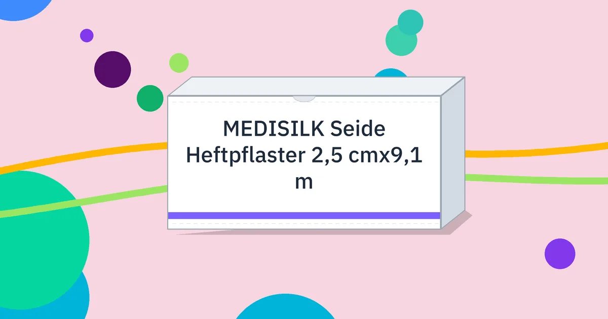 Symbolbild: Packung mit der Aufschrift MEDISILK Seide Heftpflaster 2,5 cmx9,1 m (PZN 00971933) – Verfügbarkeit und Bezug in Apotheken in Frankfurt am Main