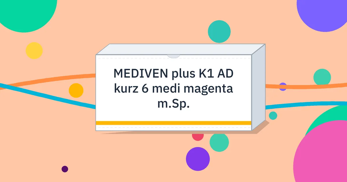 Symbolbild: Packung mit der Aufschrift MEDIVEN plus K1 AD kurz 6 medi magenta m.Sp. (PZN 15044434) – Verfügbarkeit und Bezug in Apotheken in Frankfurt am Main