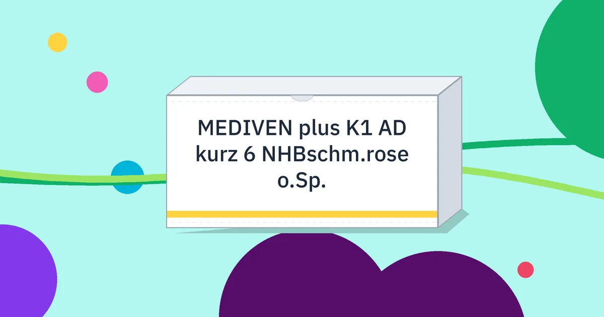Symbolbild: Packung mit der Aufschrift MEDIVEN plus K1 AD kurz 6 NHBschm.rose o.Sp. (PZN 15899199) – Verfügbarkeit und Bezug in Apotheken in Frankfurt am Main