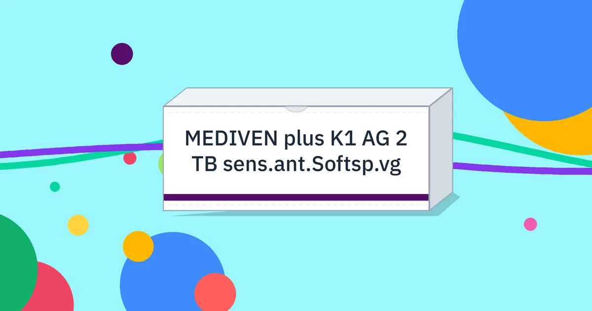 Symbolbild: Packung mit der Aufschrift MEDIVEN plus K1 AG 2 TB sens.ant.Softsp.vg (PZN 15063650) – Verfügbarkeit und Bezug in Apotheken in Frankfurt am Main
