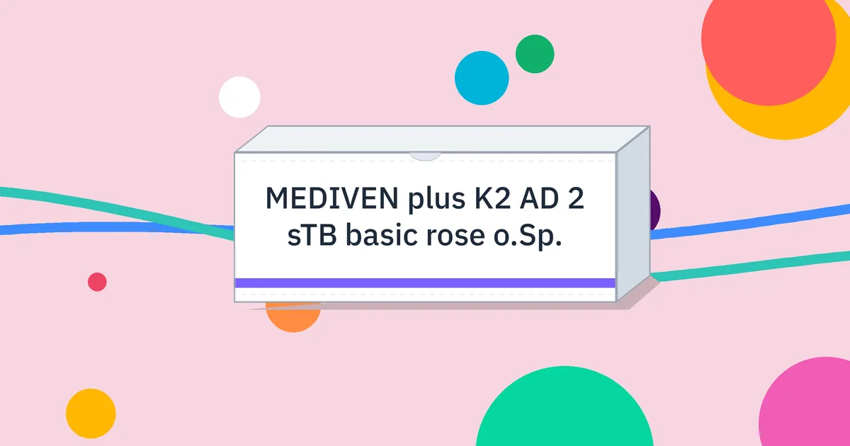 Symbolbild: Packung mit der Aufschrift MEDIVEN plus K2 AD 2 sTB basic rose o.Sp. (PZN 15095644) – Verfügbarkeit und Bezug in Apotheken in Frankfurt am Main