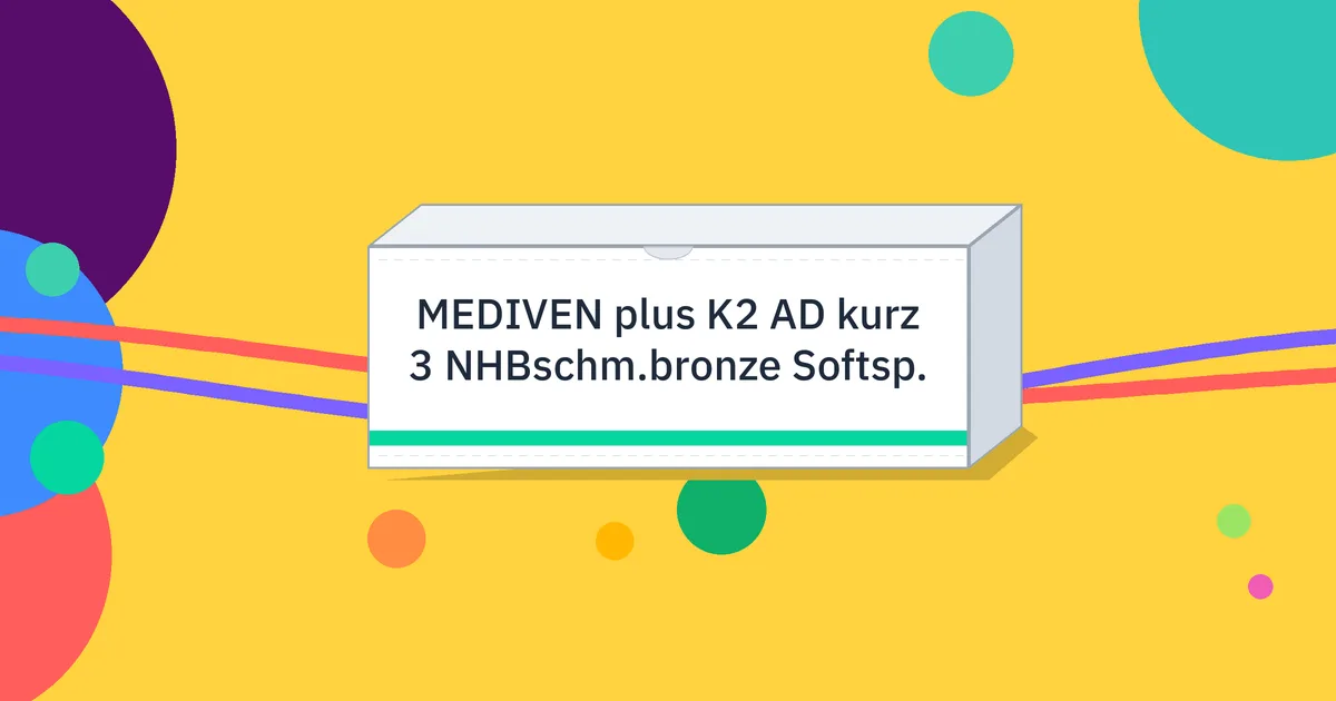 Symbolbild: Packung mit der Aufschrift MEDIVEN plus K2 AD kurz 3 NHBschm.bronze Softsp. (PZN 15927010) – Verfügbarkeit und Bezug in Apotheken in Frankfurt am Main