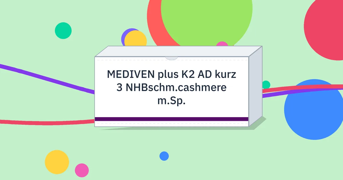 Symbolbild: Packung mit der Aufschrift MEDIVEN plus K2 AD kurz 3 NHBschm.cashmere m.Sp. (PZN 15926281) – Verfügbarkeit und Bezug in Apotheken in Frankfurt am Main