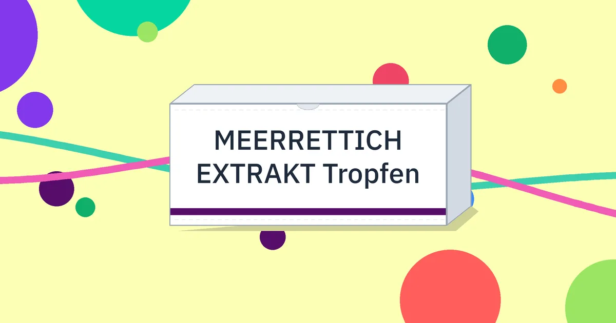Symbolbild: Packung mit der Aufschrift MEERRETTICH EXTRAKT Tropfen (PZN 20211555) – Verfügbarkeit und Bezug in Apotheken in Frankfurt am Main