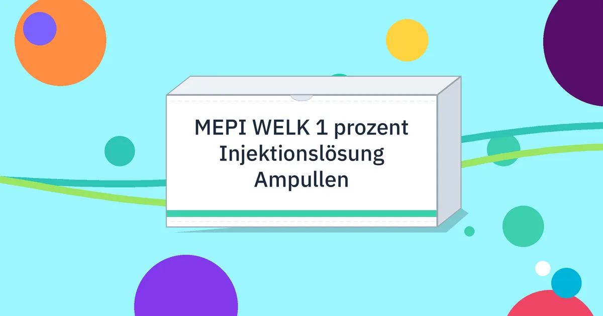 Symbolbild: Packung mit der Aufschrift MEPI WELK 1 prozent Injektionslösung Ampullen (PZN 06143367) – Verfügbarkeit und Bezug in Apotheken in Frankfurt am Main