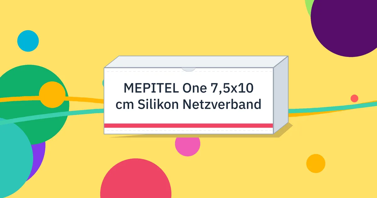 Symbolbild: Packung mit der Aufschrift MEPITEL One 7,5x10 cm Silikon Netzverband (PZN 18052629) – Verfügbarkeit und Bezug in Apotheken in Frankfurt am Main