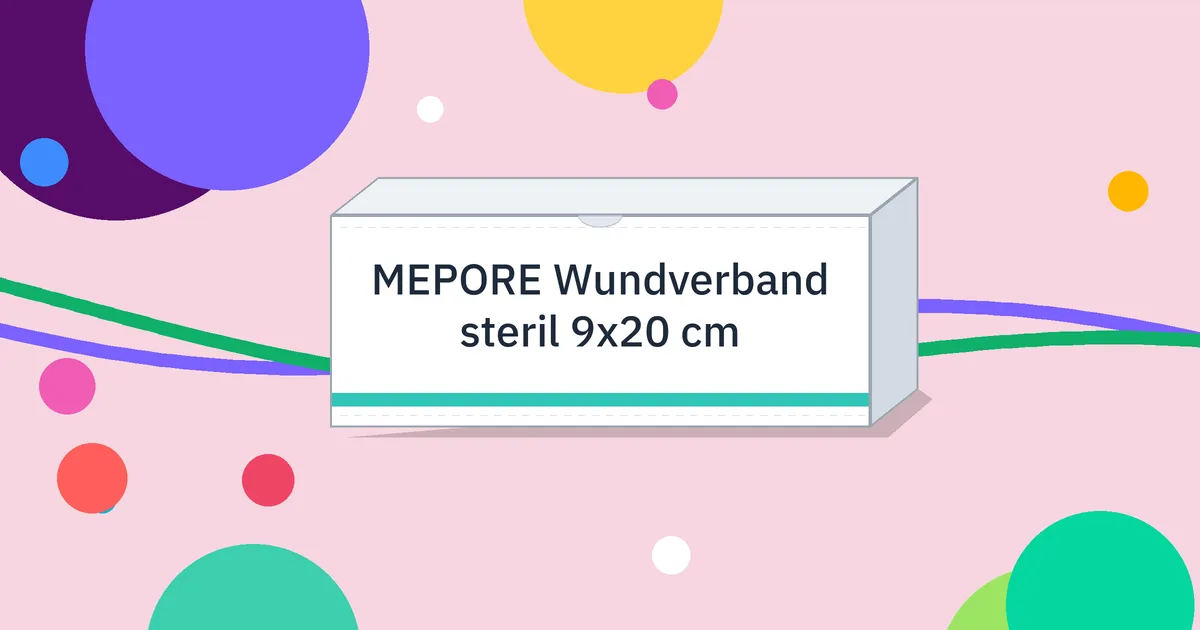 Symbolbild: Packung mit der Aufschrift MEPORE Wundverband steril 9x20 cm (PZN 13816849) – Verfügbarkeit und Bezug in Apotheken in Frankfurt am Main