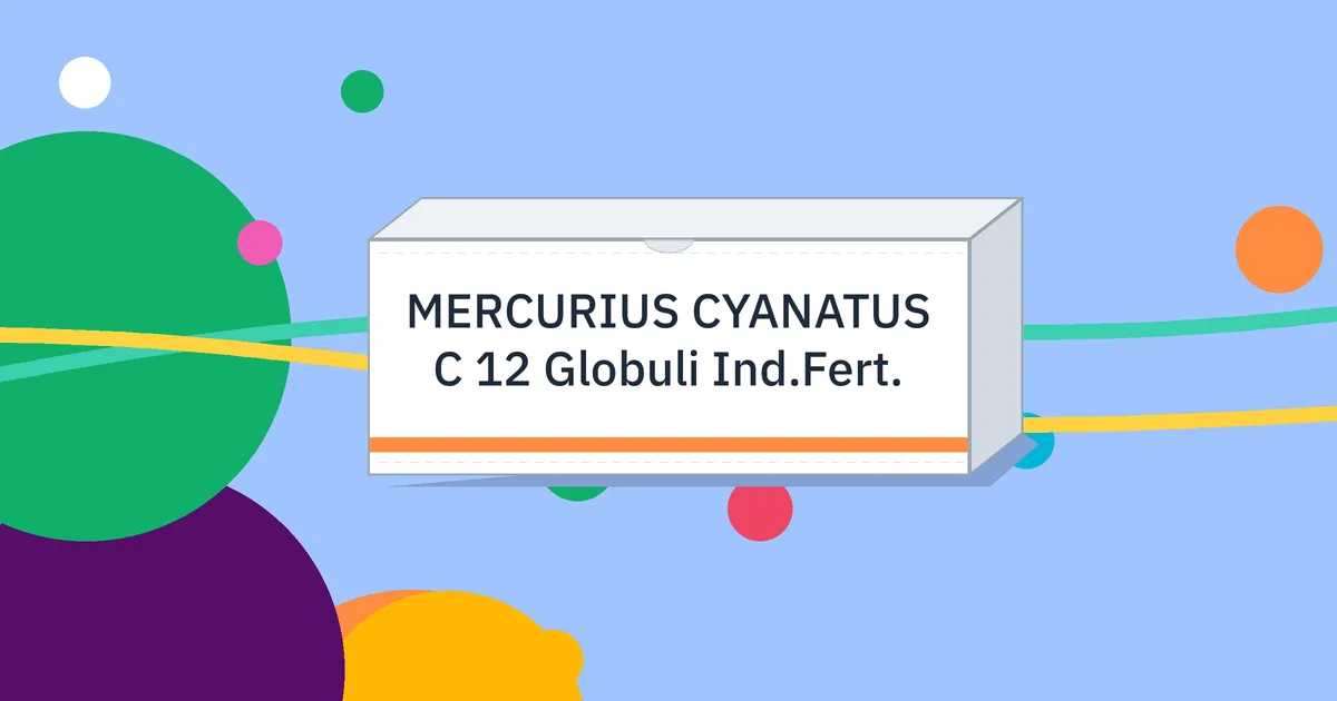 Symbolbild: Packung mit der Aufschrift MERCURIUS CYANATUS C 12 Globuli Ind.Fert. (PZN 17684741) – Verfügbarkeit und Bezug in Apotheken in Frankfurt am Main