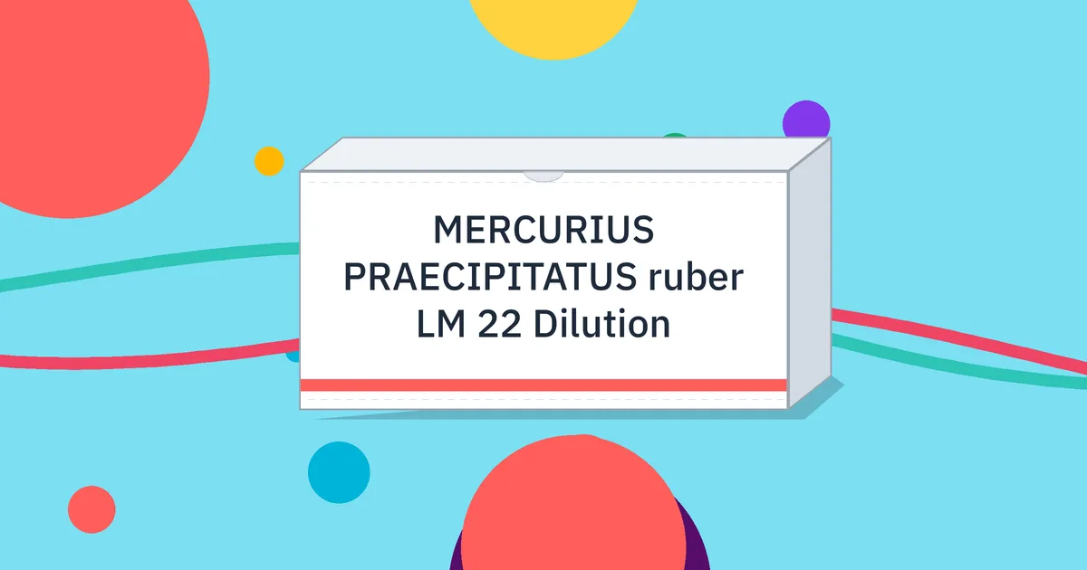 Symbolbild: Packung mit der Aufschrift MERCURIUS PRAECIPITATUS ruber LM 22 Dilution (PZN 12953277) – Verfügbarkeit und Bezug in Apotheken in Frankfurt am Main