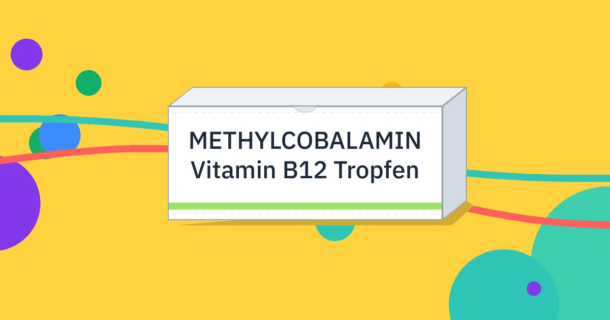Symbolbild: Packung mit der Aufschrift METHYLCOBALAMIN Vitamin B12 Tropfen (PZN 10311155) – Verfügbarkeit und Bezug in Apotheken in Frankfurt am Main
