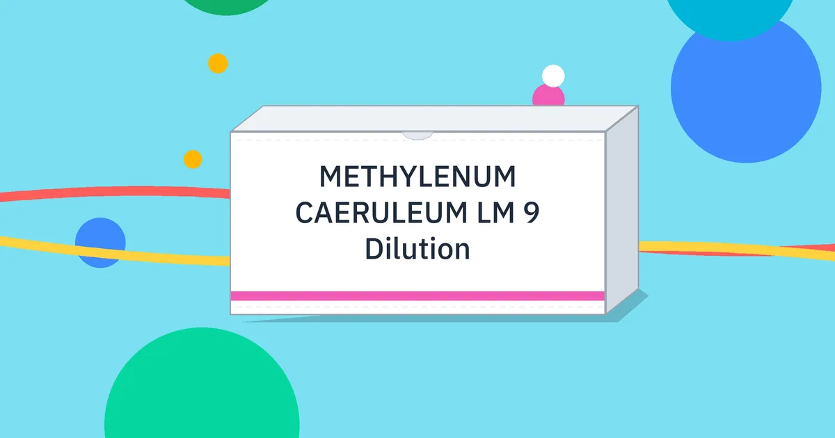 Symbolbild: Packung mit der Aufschrift METHYLENUM CAERULEUM LM 9 Dilution (PZN 13606997) – Verfügbarkeit und Bezug in Apotheken in Frankfurt am Main