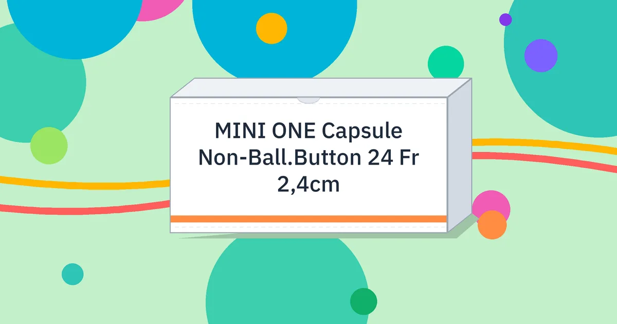 Symbolbild: Packung mit der Aufschrift MINI ONE Capsule Non-Ball.Button 24 Fr 2,4cm (PZN 14343910) – Verfügbarkeit und Bezug in Apotheken in Frankfurt am Main