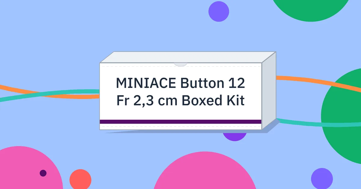 Symbolbild: Packung mit der Aufschrift MINIACE Button 12 Fr 2,3 cm Boxed Kit (PZN 16953506) – Verfügbarkeit und Bezug in Apotheken in Frankfurt am Main