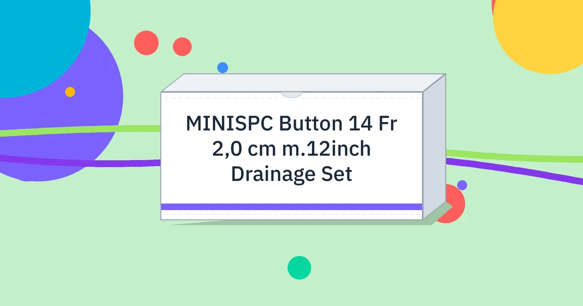 Symbolbild: Packung mit der Aufschrift MINISPC Button 14 Fr 2,0 cm m.12inch Drainage Set (PZN 20820573) – Verfügbarkeit und Bezug in Apotheken in Frankfurt am Main