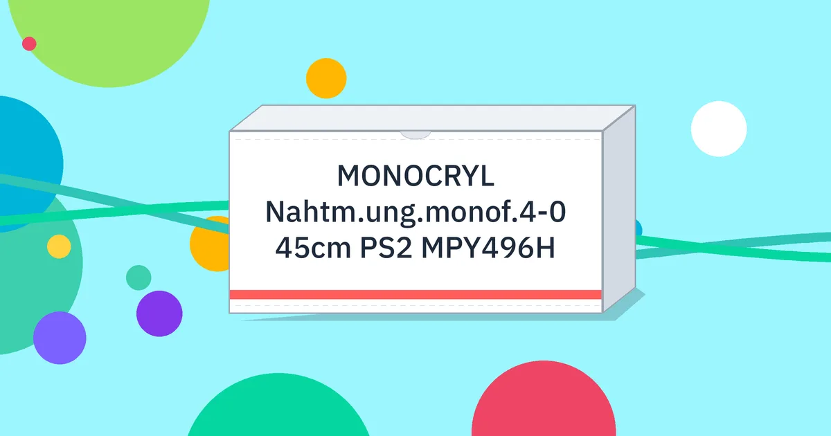 Symbolbild: Packung mit der Aufschrift MONOCRYL Nahtm.ung.monof.4-0 45cm PS2 MPY496H (PZN 16039211) – Verfügbarkeit und Bezug in Apotheken in Frankfurt am Main