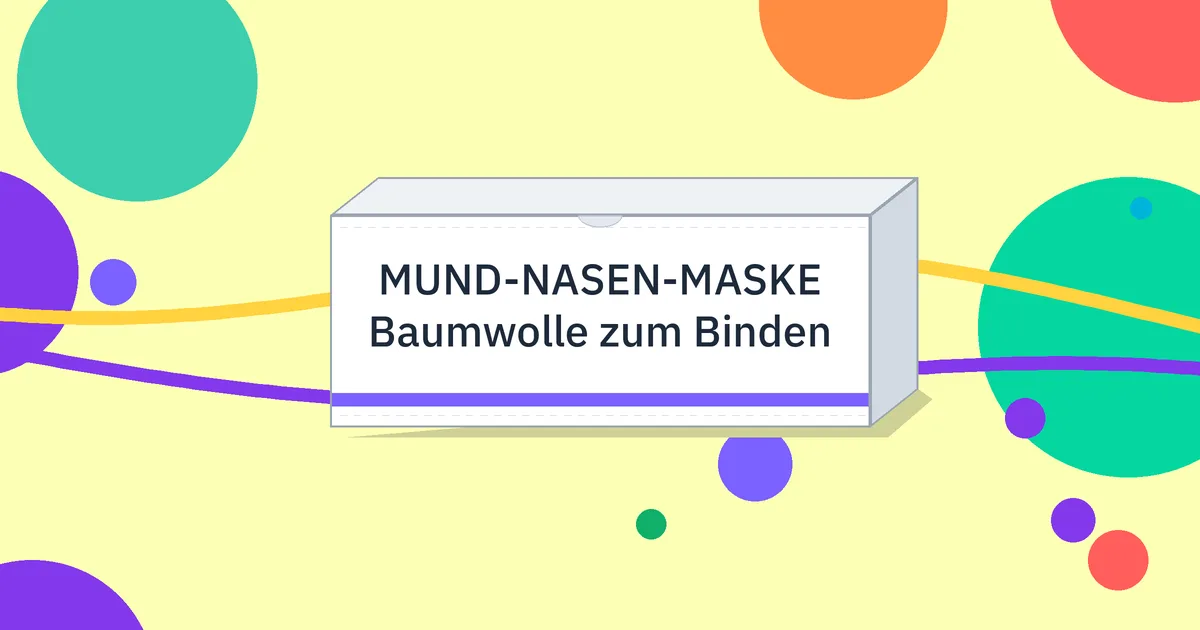 Symbolbild: Packung mit der Aufschrift MUND-NASEN-MASKE Baumwolle zum Binden (PZN 16699918) – Verfügbarkeit und Bezug in Apotheken in Frankfurt am Main