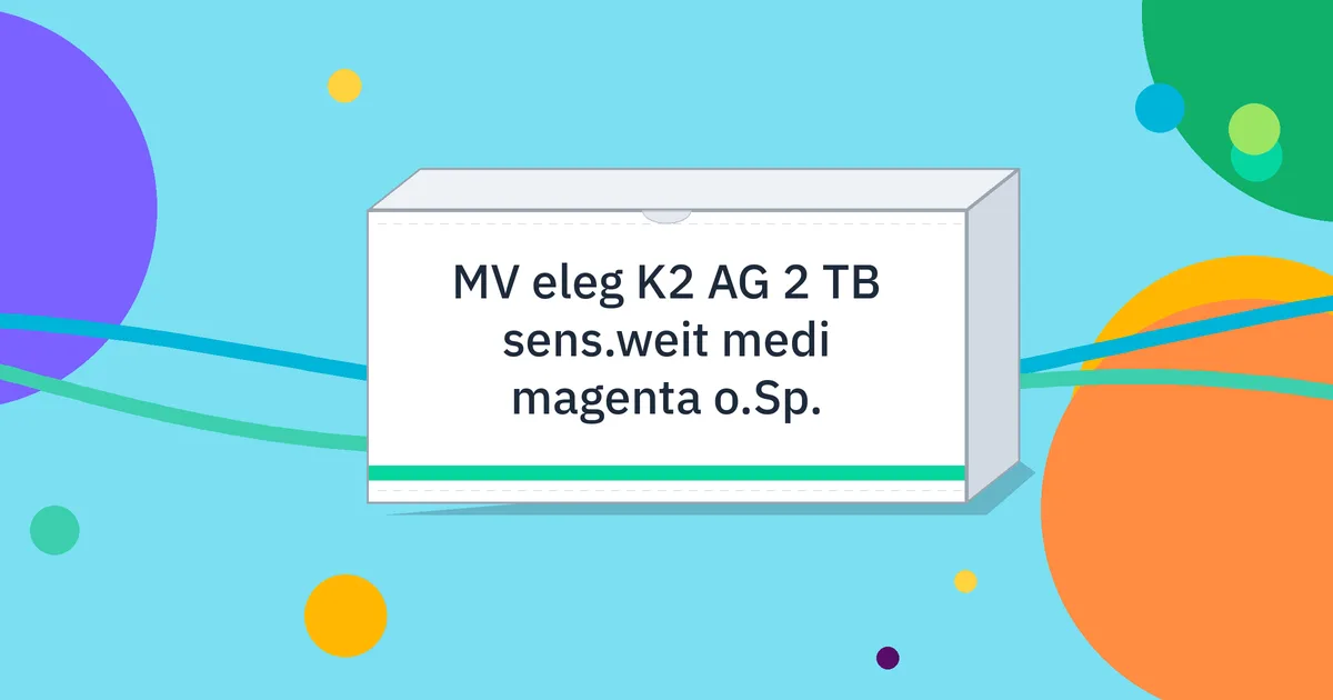 Symbolbild: Packung mit der Aufschrift MV eleg K2 AG 2 TB sens.weit medi magenta o.Sp. (PZN 14641151) – Verfügbarkeit und Bezug in Apotheken in Frankfurt am Main