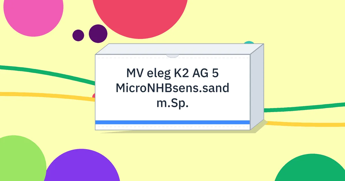 Symbolbild: Packung mit der Aufschrift MV eleg K2 AG 5 MicroNHBsens.sand m.Sp. (PZN 18930509) – Verfügbarkeit und Bezug in Apotheken in Frankfurt am Main