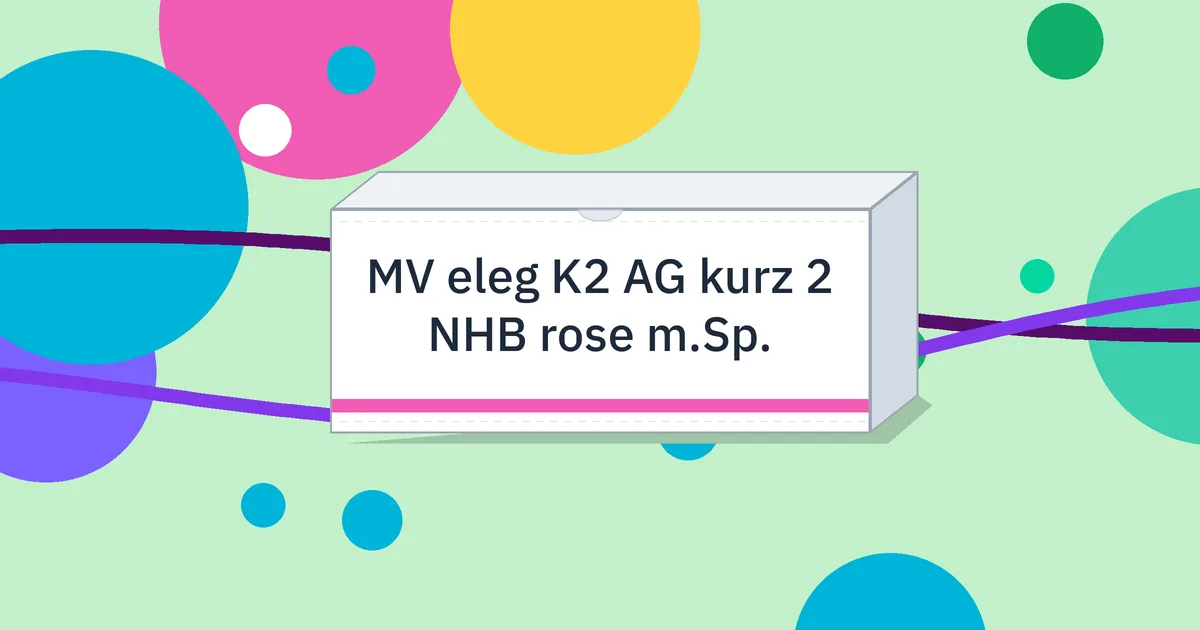 Symbolbild: Packung mit der Aufschrift MV eleg K2 AG kurz 2 NHB rose m.Sp. (PZN 15716098) – Verfügbarkeit und Bezug in Apotheken in Frankfurt am Main