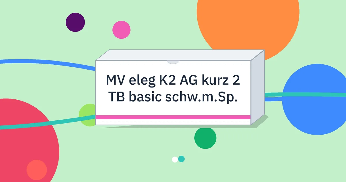 Symbolbild: Packung mit der Aufschrift MV eleg K2 AG kurz 2 TB basic schw.m.Sp. (PZN 00199817) – Verfügbarkeit und Bezug in Apotheken in Frankfurt am Main