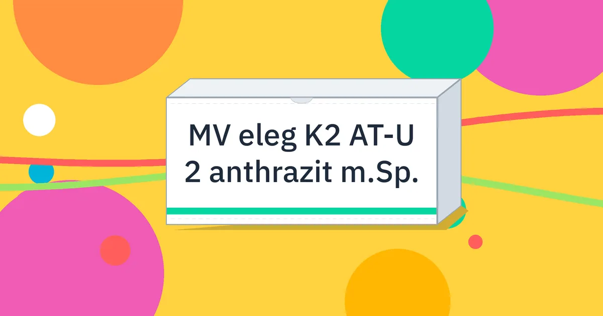 Symbolbild: Packung mit der Aufschrift MV eleg K2 AT-U 2 anthrazit m.Sp. (PZN 00643324) – Verfügbarkeit und Bezug in Apotheken in Frankfurt am Main