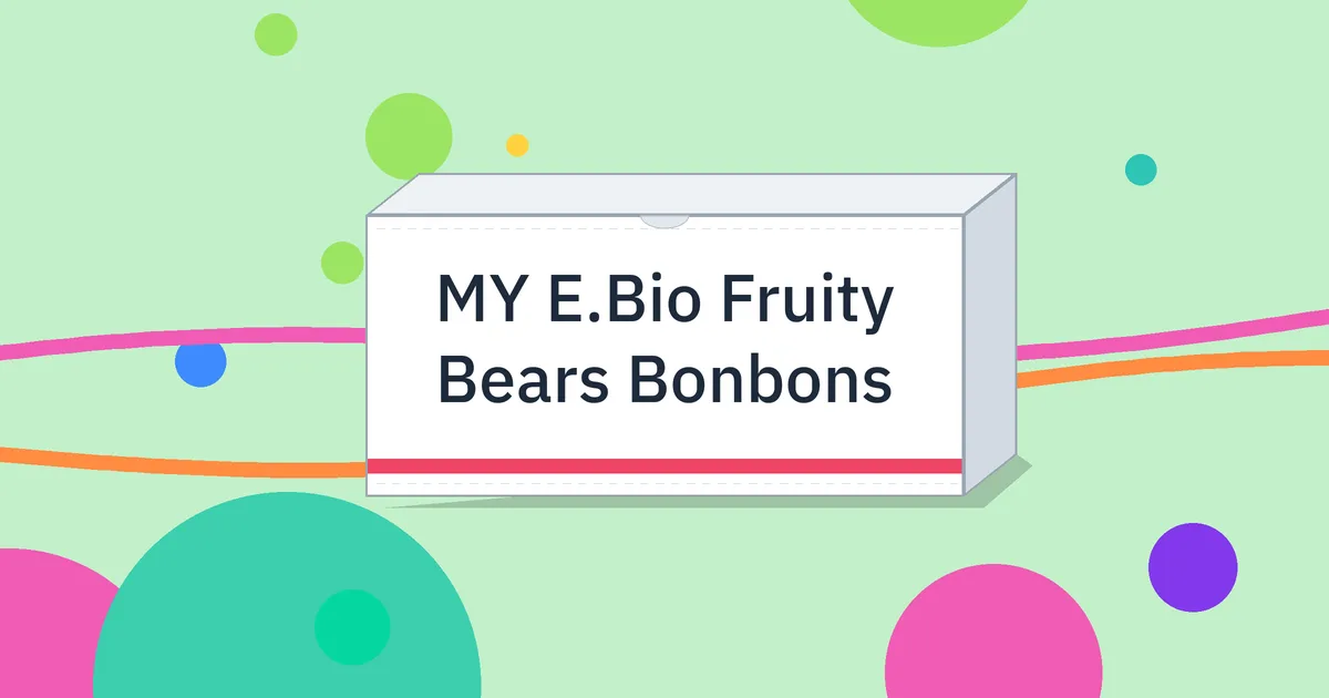 Symbolbild: Packung mit der Aufschrift MY E.Bio Fruity Bears Bonbons (PZN 10832262) – Verfügbarkeit und Bezug in Apotheken in Frankfurt am Main