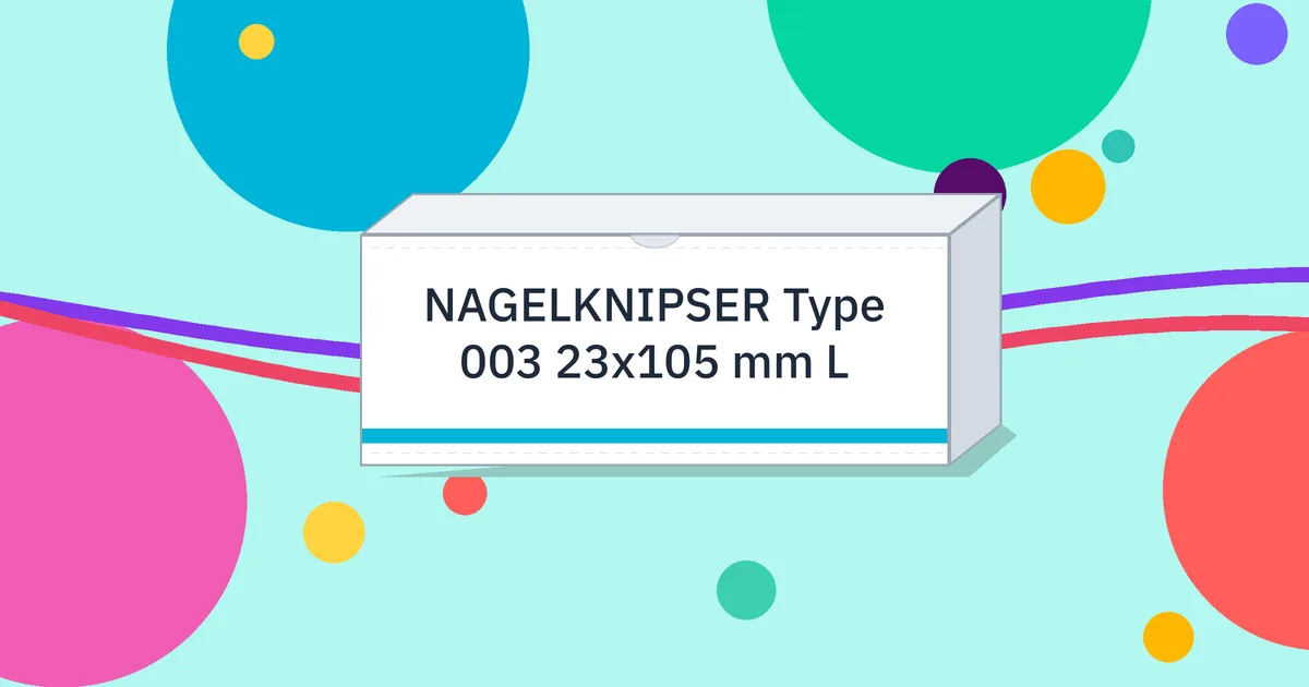 Symbolbild: Packung mit der Aufschrift NAGELKNIPSER Type 003 23x105 mm L (PZN 13332502) – Verfügbarkeit und Bezug in Apotheken in Frankfurt am Main