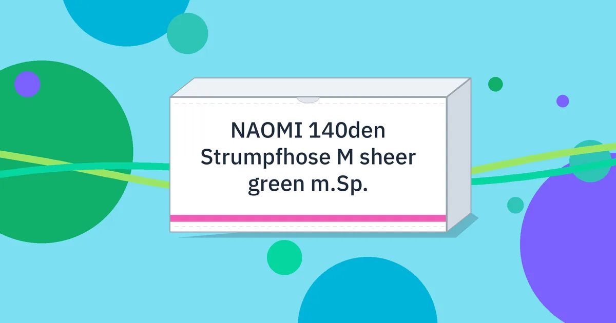 Symbolbild: Packung mit der Aufschrift NAOMI 140den Strumpfhose M sheer green m.Sp. (PZN 16178349) – Verfügbarkeit und Bezug in Apotheken in Frankfurt am Main