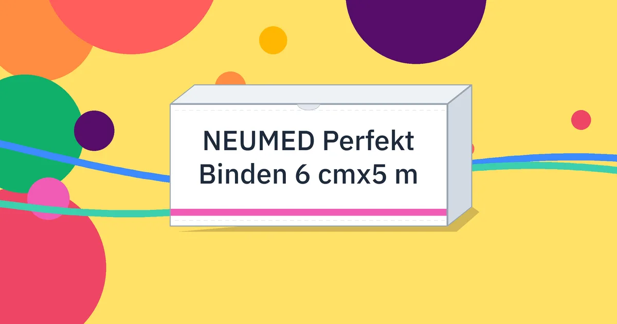 Symbolbild: Packung mit der Aufschrift NEUMED Perfekt Binden 6 cmx5 m (PZN 04956474) – Verfügbarkeit und Bezug in Apotheken in Frankfurt am Main