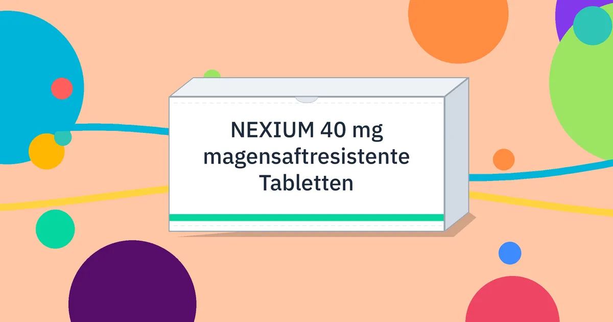 Symbolbild: Packung mit der Aufschrift NEXIUM 40 mg magensaftresistente Tabletten (PZN 09423274) – Verfügbarkeit und Bezug in Apotheken in Frankfurt am Main