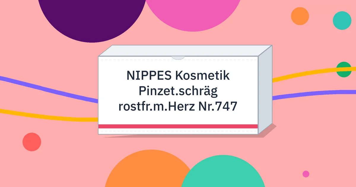 Symbolbild: Packung mit der Aufschrift NIPPES Kosmetik Pinzet.schräg rostfr.m.Herz Nr.747 (PZN 03912405) – Verfügbarkeit und Bezug in Apotheken in Frankfurt am Main