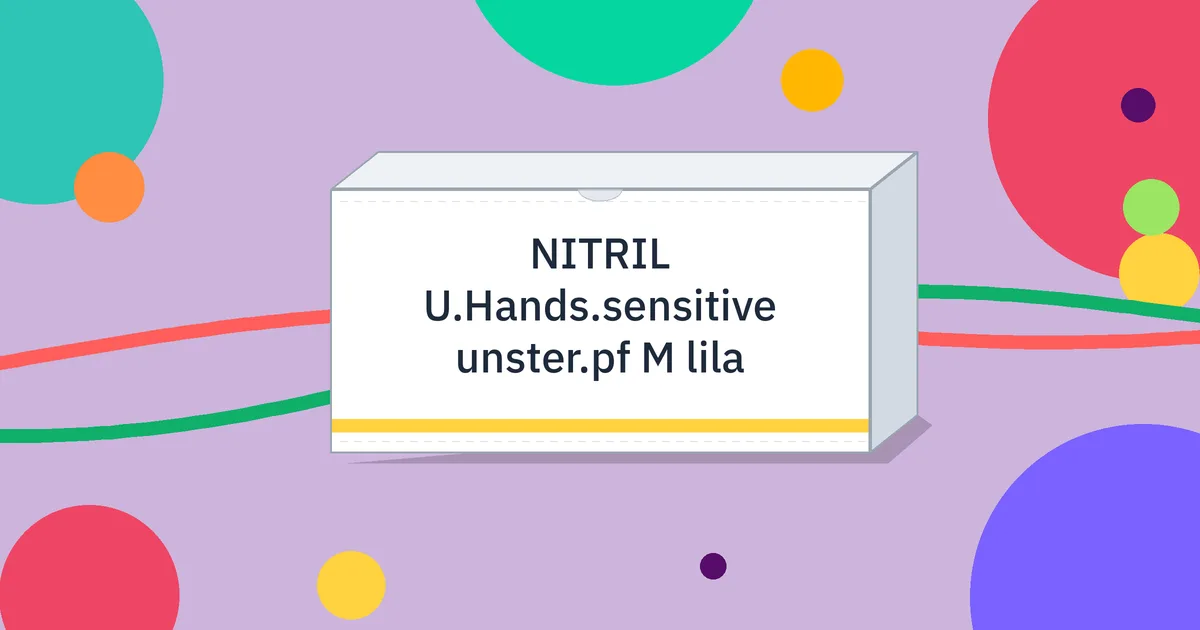 Symbolbild: Packung mit der Aufschrift NITRIL U.Hands.sensitive unster.pf M lila (PZN 11306937) – Verfügbarkeit und Bezug in Apotheken in Frankfurt am Main
