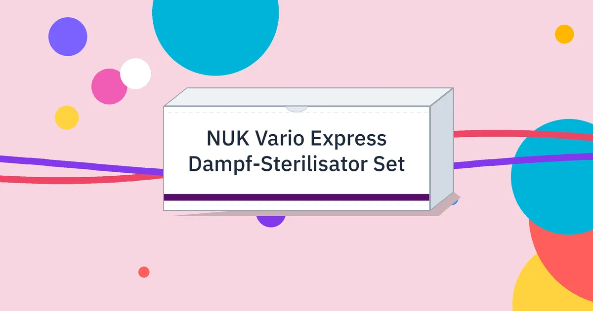 Symbolbild: Packung mit der Aufschrift NUK Vario Express Dampf-Sterilisator Set (PZN 18290435) – Verfügbarkeit und Bezug in Apotheken in Frankfurt am Main