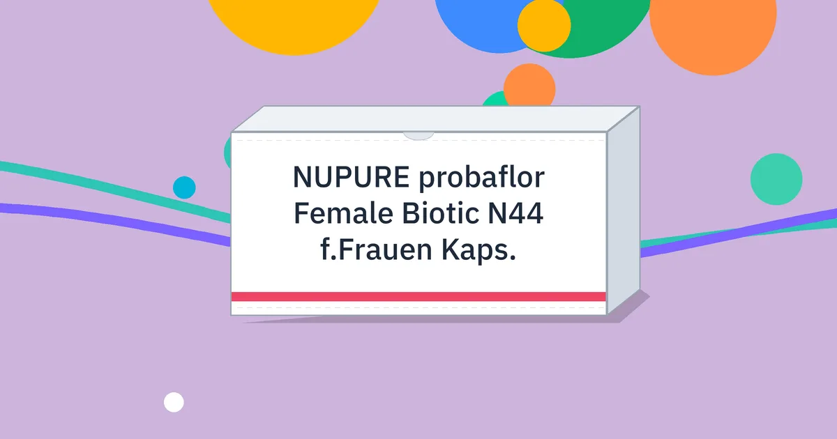 Symbolbild: Packung mit der Aufschrift NUPURE probaflor Female Biotic N44 f.Frauen Kaps. (PZN 19754262) – Verfügbarkeit und Bezug in Apotheken in Frankfurt am Main