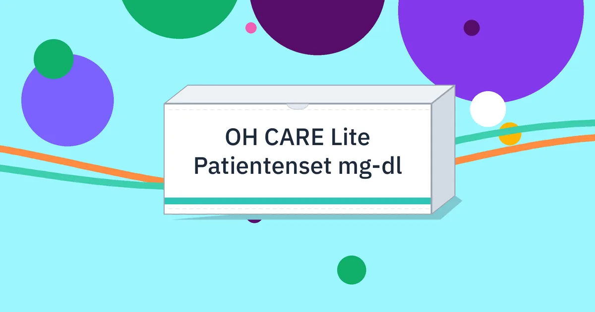Symbolbild: Packung mit der Aufschrift OH CARE Lite Patientenset mg-dl (PZN 20402551) – Verfügbarkeit und Bezug in Apotheken in Frankfurt am Main