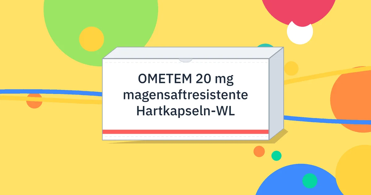 Symbolbild: Packung mit der Aufschrift OMETEM 20 mg magensaftresistente Hartkapseln-WL (PZN 14171047) – Verfügbarkeit und Bezug in Apotheken in Frankfurt am Main