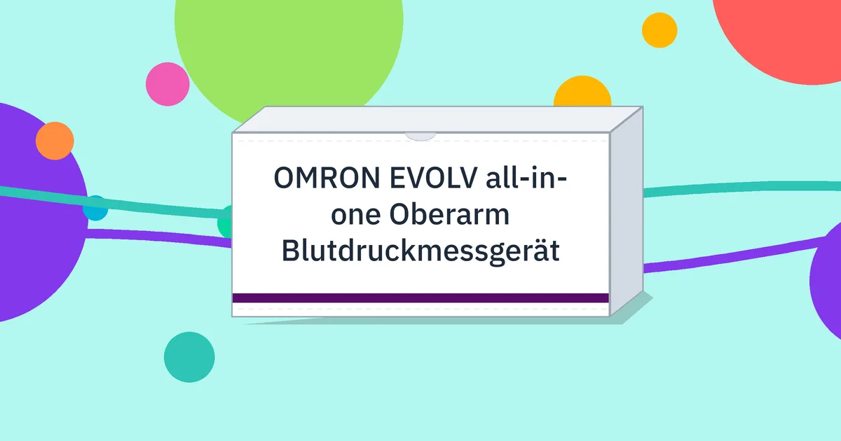 Symbolbild: Packung mit der Aufschrift OMRON EVOLV all-in-one Oberarm Blutdruckmessgerät (PZN 11724468) – Verfügbarkeit und Bezug in Apotheken in Frankfurt am Main