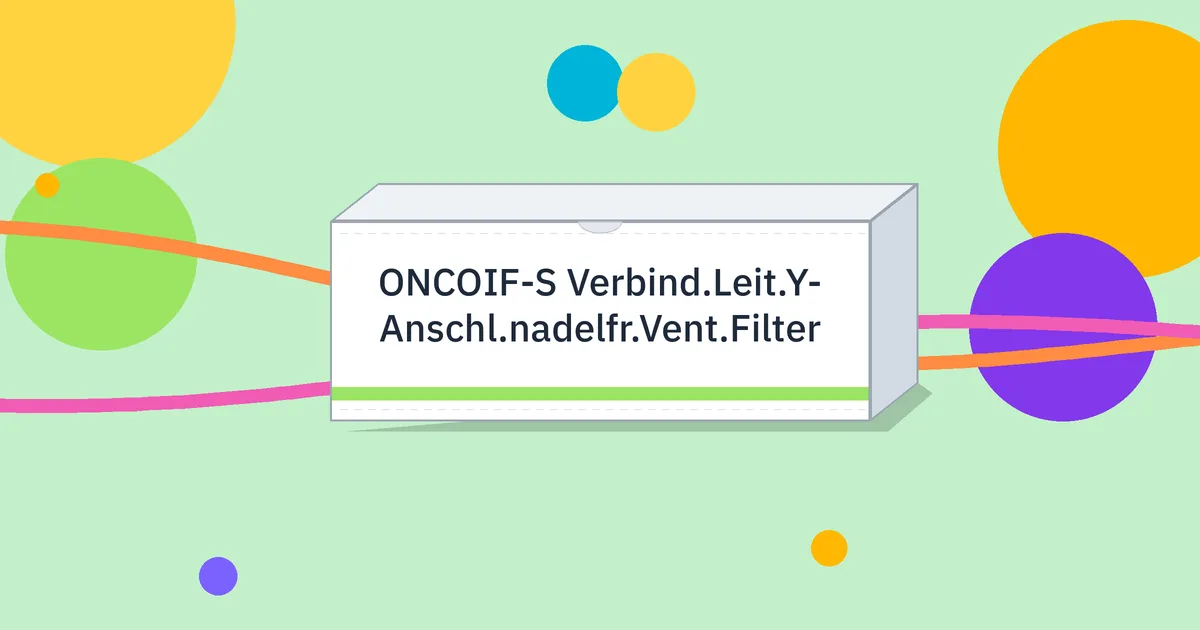 Symbolbild: Packung mit der Aufschrift ONCOIF-S Verbind.Leit.Y-Anschl.nadelfr.Vent.Filter (PZN 19466528) – Verfügbarkeit und Bezug in Apotheken in Frankfurt am Main