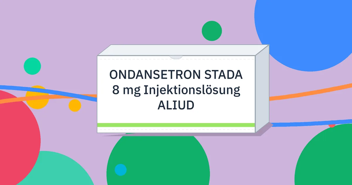 Symbolbild: Packung mit der Aufschrift ONDANSETRON STADA 8 mg Injektionslösung ALIUD (PZN 10838477) – Verfügbarkeit und Bezug in Apotheken in Frankfurt am Main