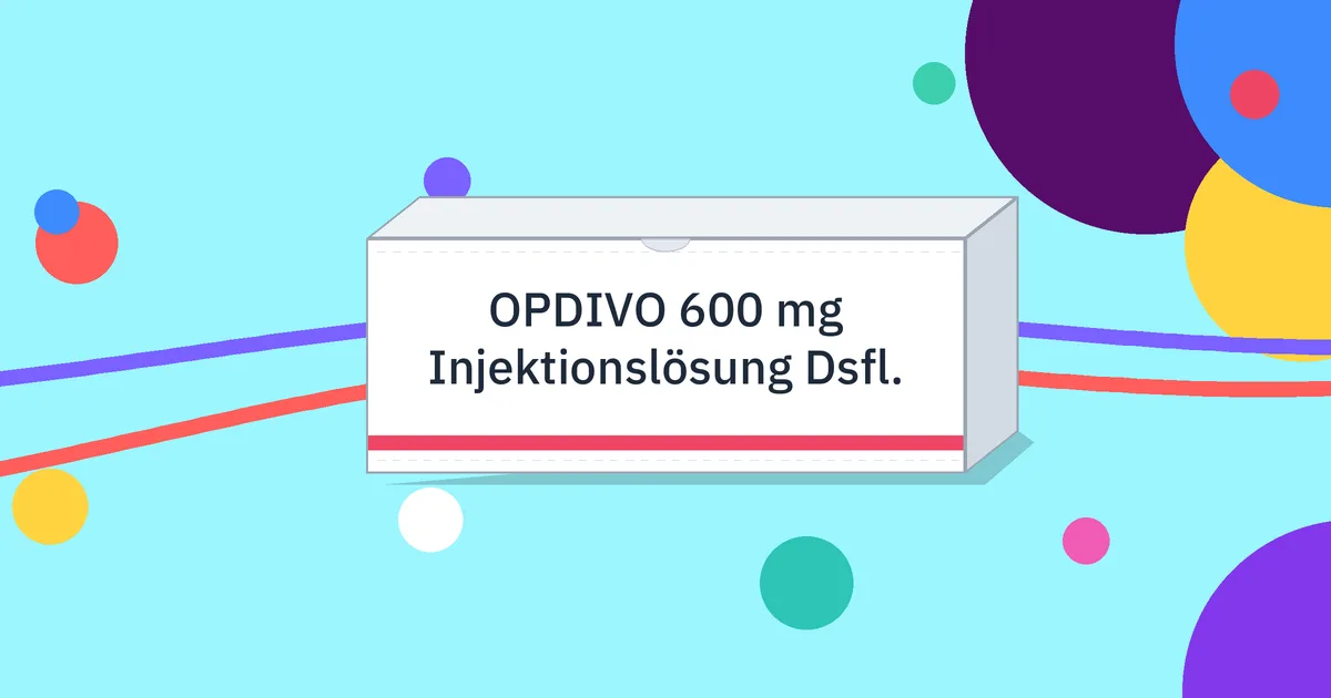 Symbolbild: Packung mit der Aufschrift OPDIVO 600 mg Injektionslösung Dsfl. (PZN 19269294) – Verfügbarkeit und Bezug in Apotheken in Frankfurt am Main