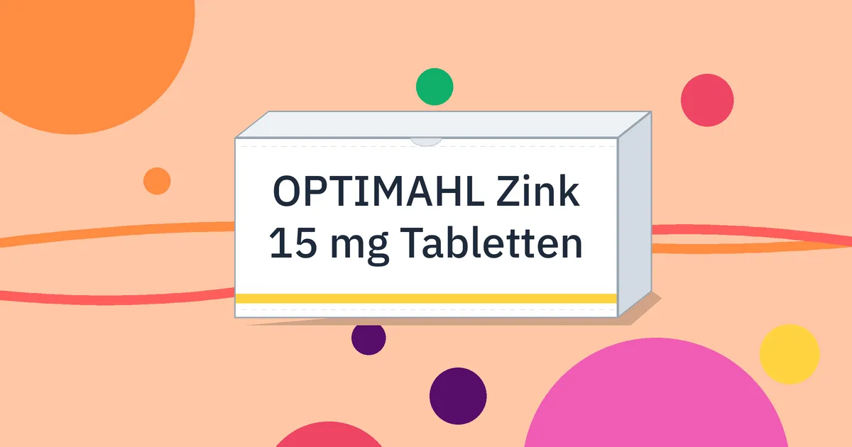 Symbolbild: Packung mit der Aufschrift OPTIMAHL Zink 15 mg Tabletten (PZN 01691495) – Verfügbarkeit und Bezug in Apotheken in Frankfurt am Main
