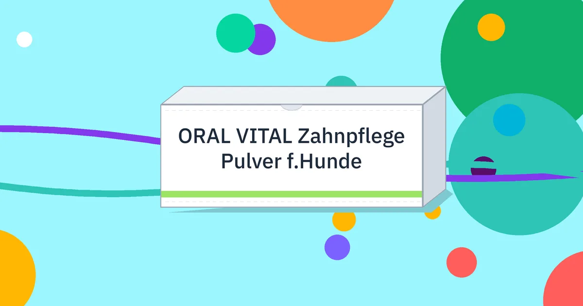 Symbolbild: Packung mit der Aufschrift ORAL VITAL Zahnpflege Pulver f.Hunde (PZN 18293793) – Verfügbarkeit und Bezug in Apotheken in Frankfurt am Main